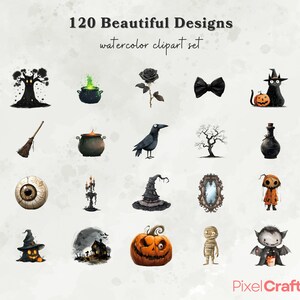 Watercolor Halloween Clipart Bundle, Halloween Decoration, Pumpkins ...