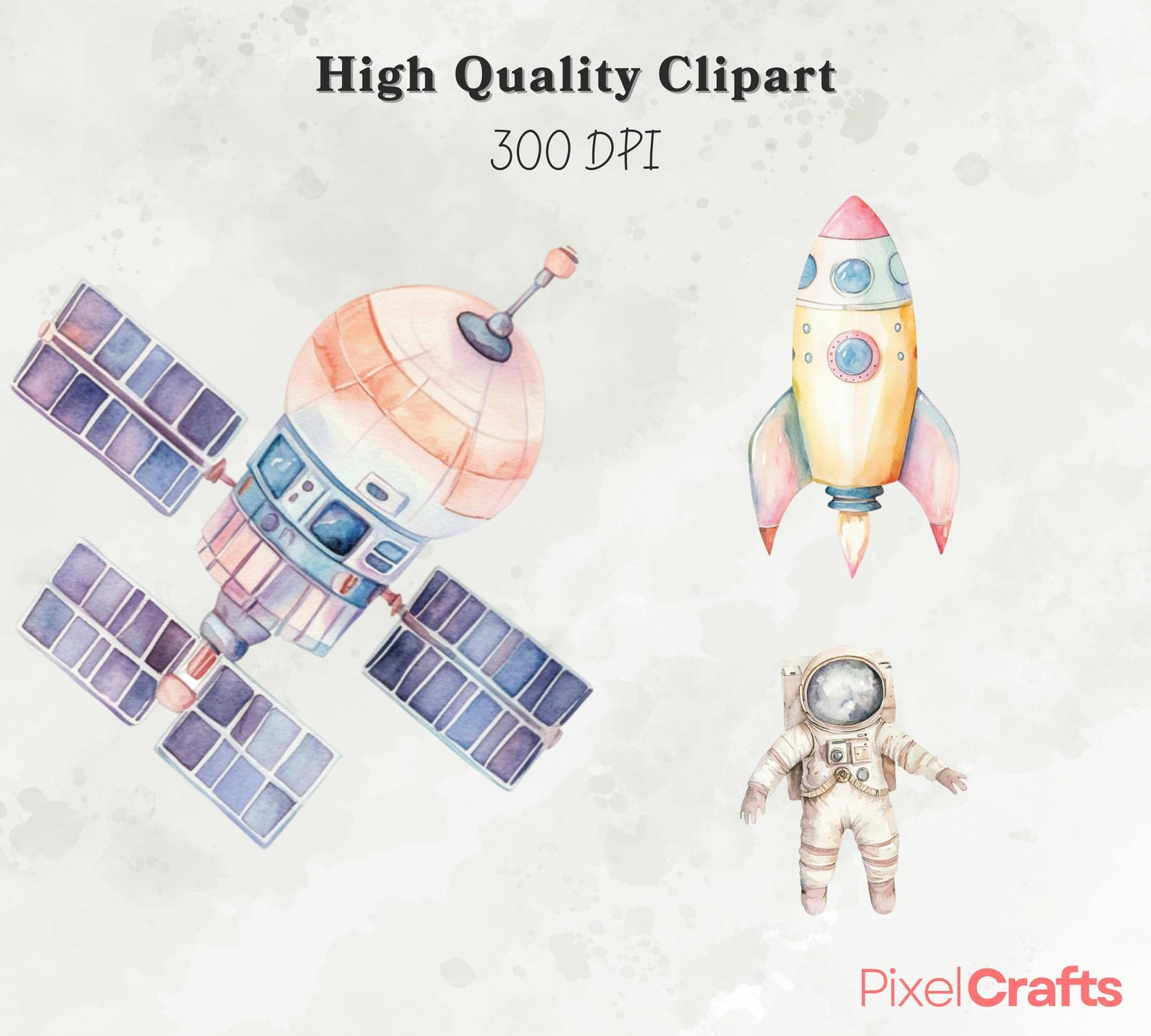 Astronaut Clipart Bundle, Watercolor Space Clipart, Planets Clipart ...