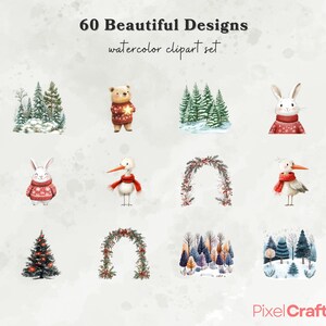 Christmas Woodland Animals Clipart, Christmas Clipart, Woodland ...