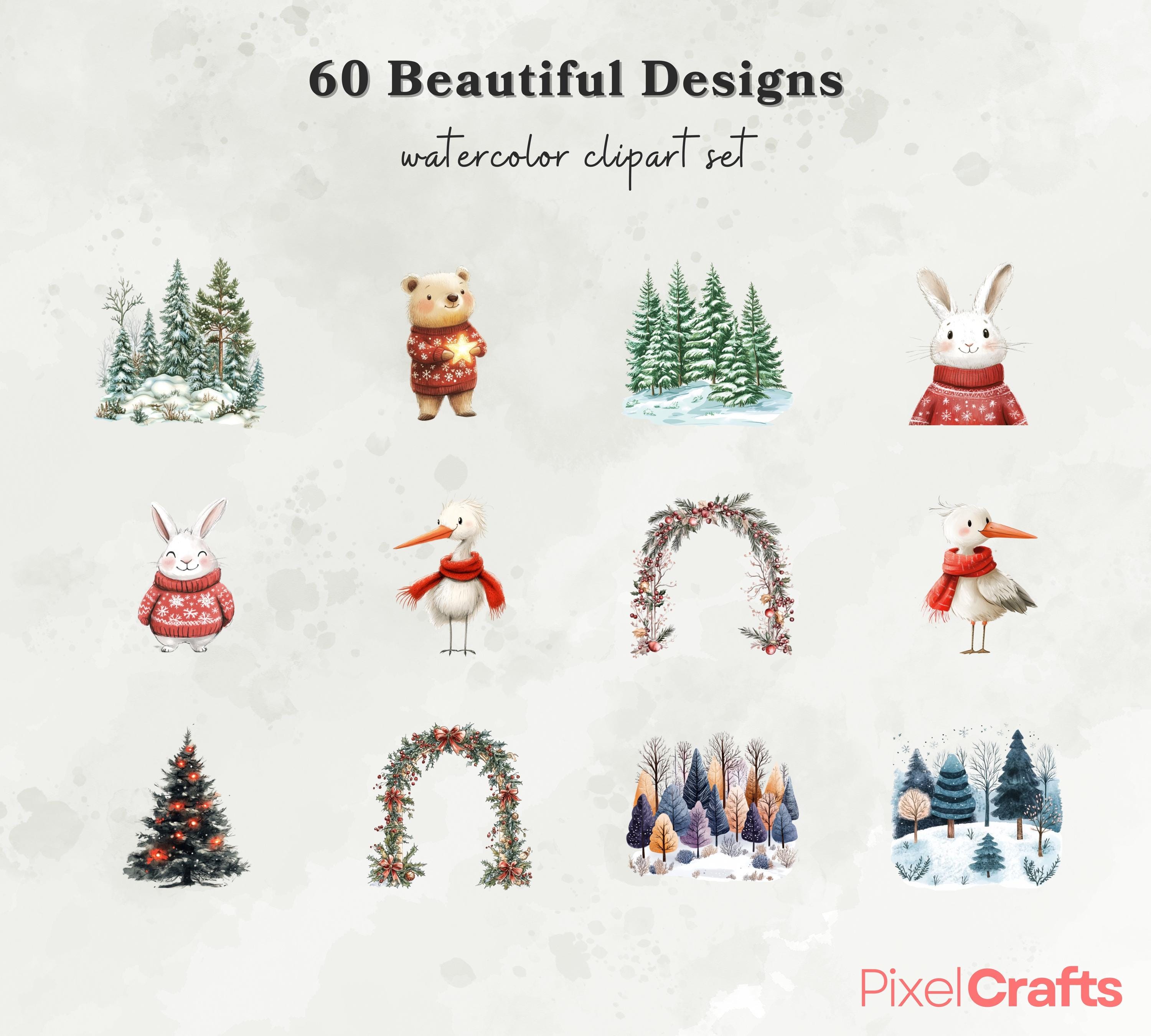 Christmas Woodland Animals Clipart, Christmas Clipart, Woodland ...