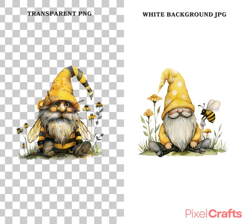 Watercolor Bee Gnome Clipart, Spring Gnomes Png, Gnome Graphics, Gnome ...