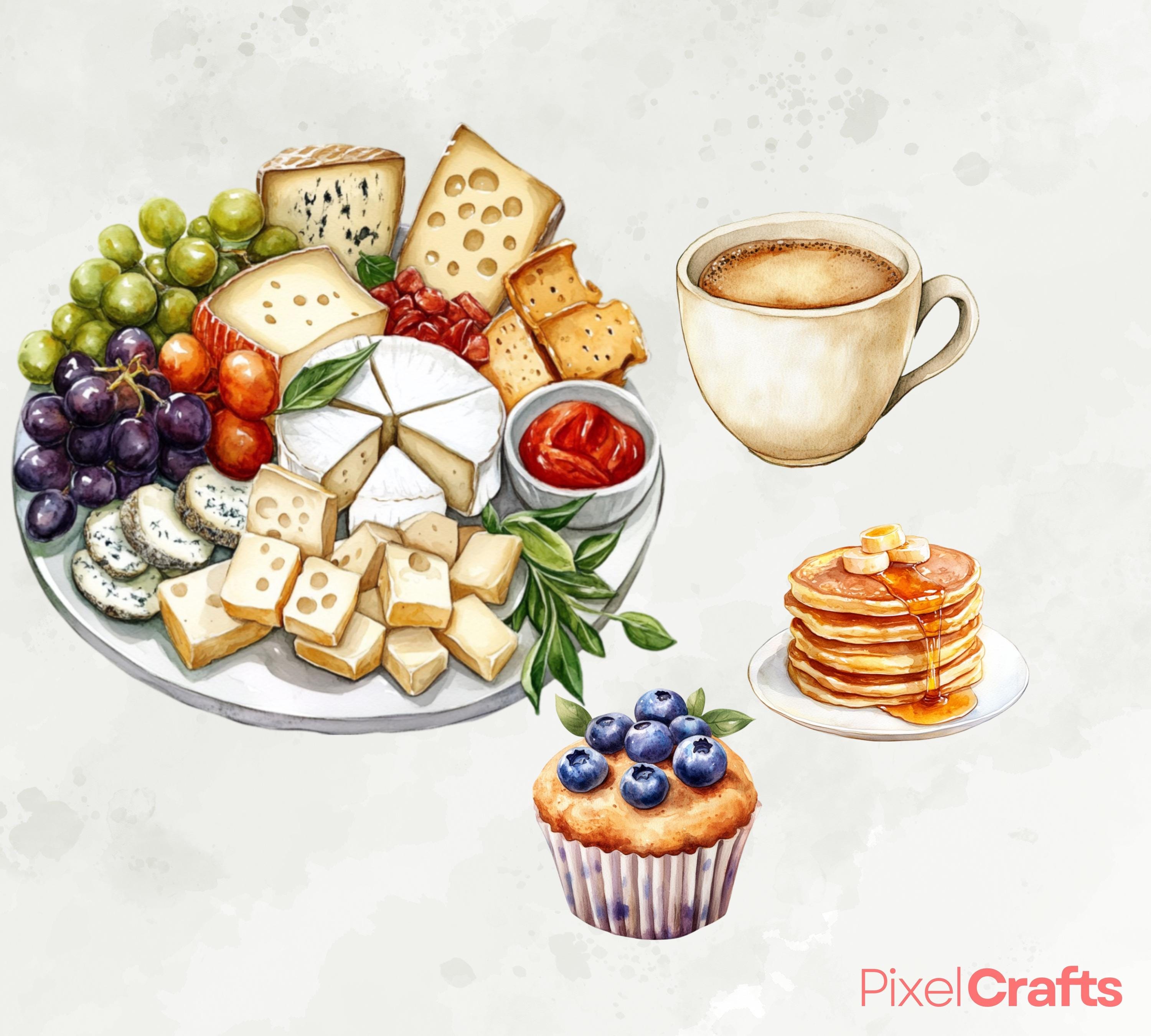 Breakfast Clipart Bundle, Brunch Clipart, Foods Graphics, Meal Graphics ...