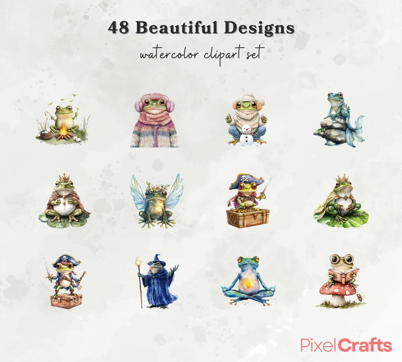 Watercolor Frog Clipart, Cute Frogs Png, Animal Clipart, Green Toad ...