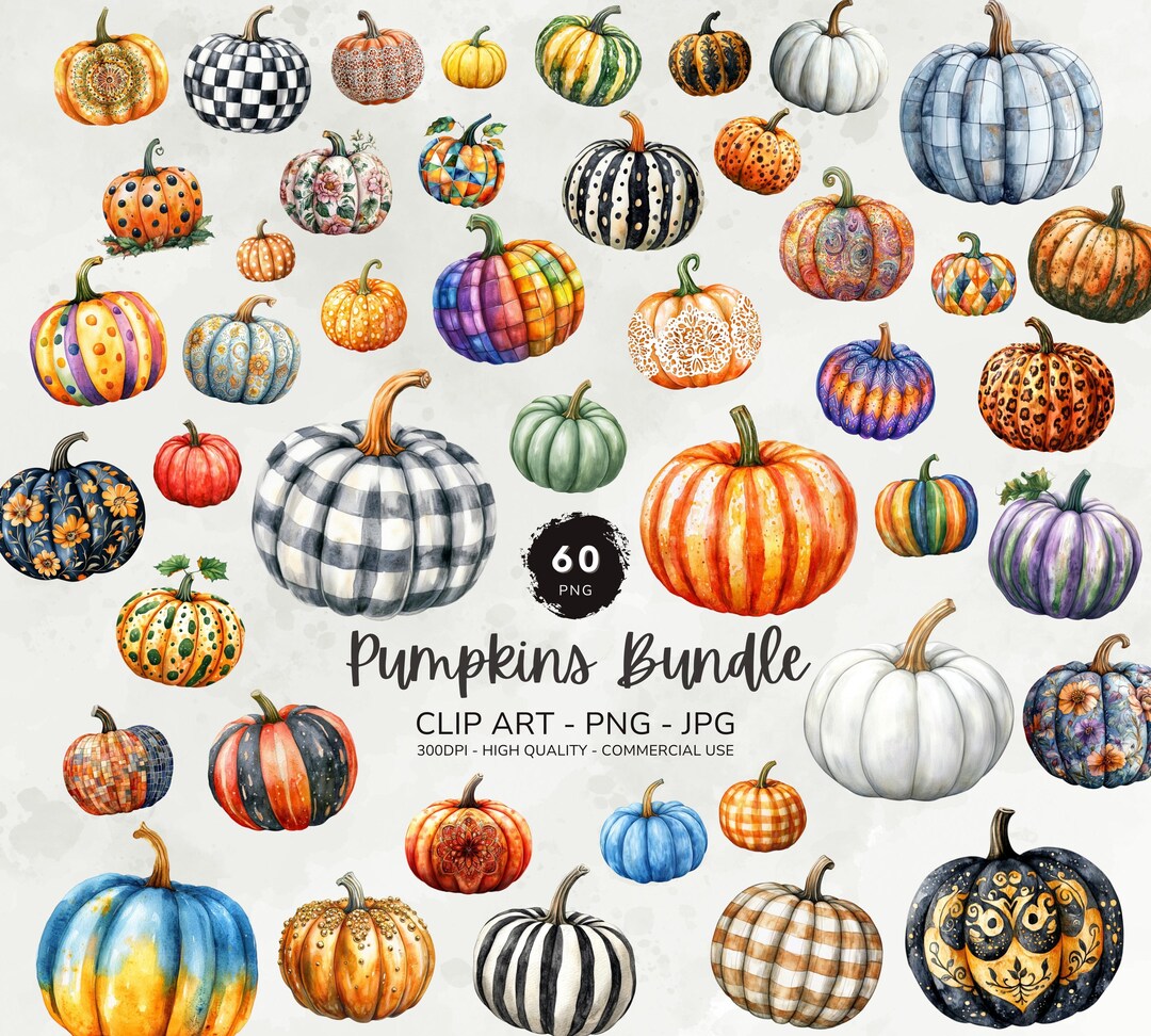 Pumpkins Clipart Bundle, Autumn Clipart, Halloween Clipart, Fall ...