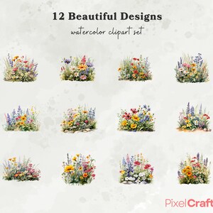 Watercolor Wildflower Clipart, Wild Flowers Clipart Bundle, Spring ...