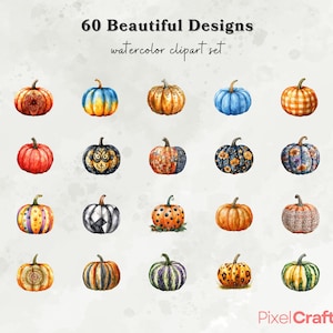 Pumpkins Clipart Bundle, Autumn Clipart, Halloween Clipart, Fall ...