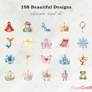 Fairytale Princess Clipart Bundle, Nursery Decor, Royal Clipart ...