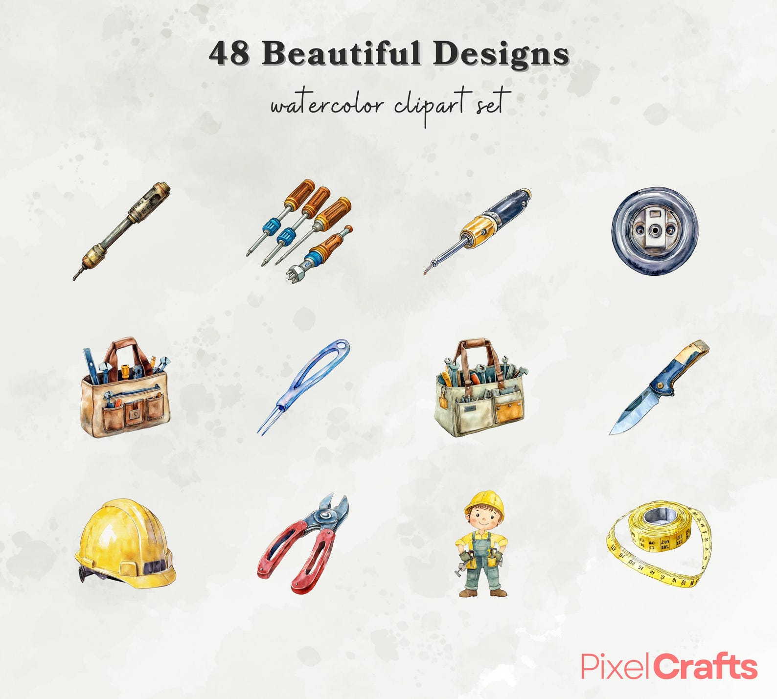 Repair Tools Clipart Bundle, Watercolor Hand Tool Png, Construction ...