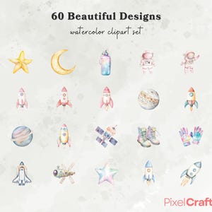 Astronaut Clipart Bundle, Watercolor Space Clipart, Planets Clipart ...