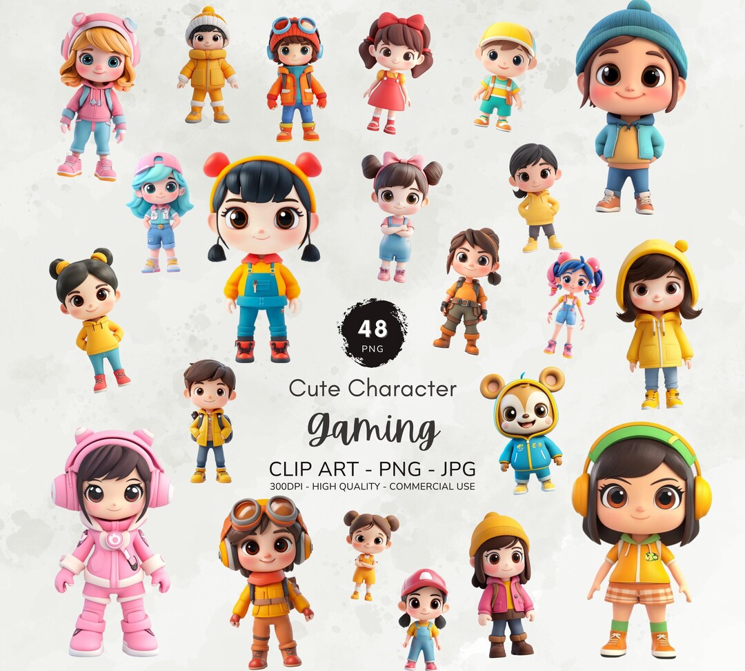 Cute Game Character Clipart, Video Game Clipart, Gamer Graphics ...