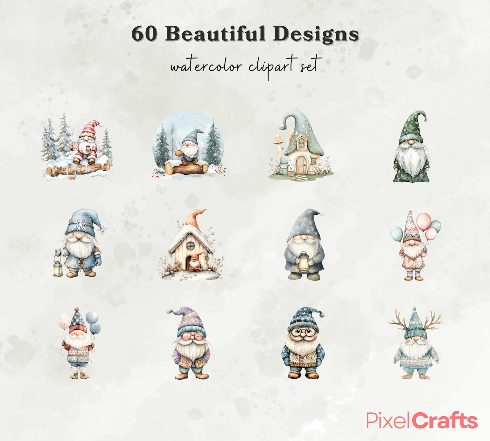 Winter Gnome Clipart Bundle, Cute Gnome Png Graphics, Winter Graphics ...