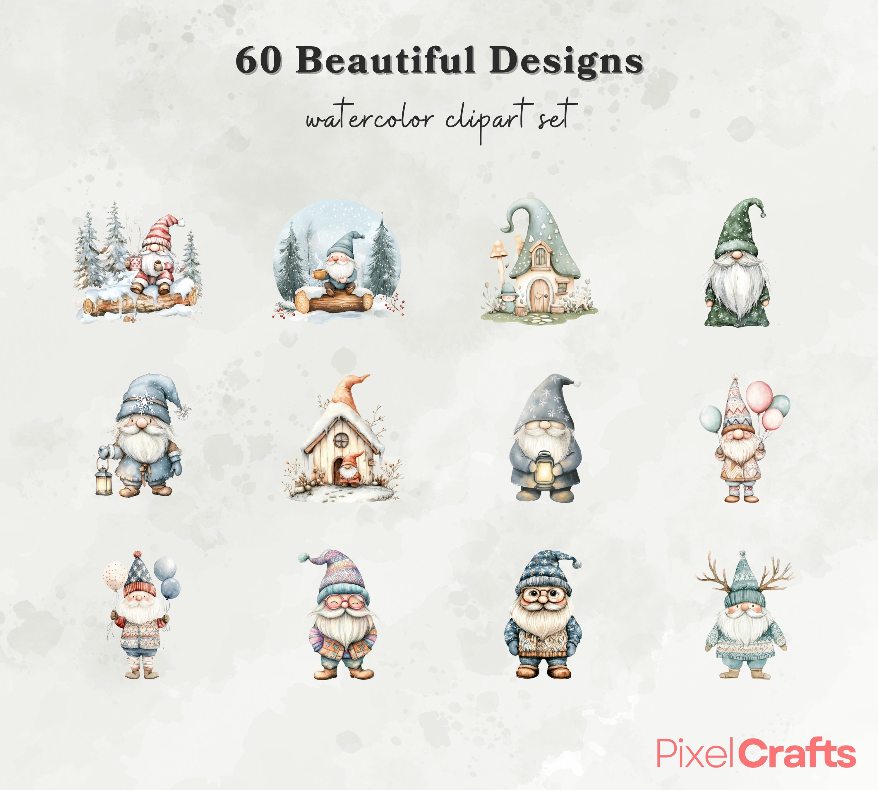 Winter Gnome Clipart Bundle, Cute Gnome Png Graphics, Winter Graphics ...