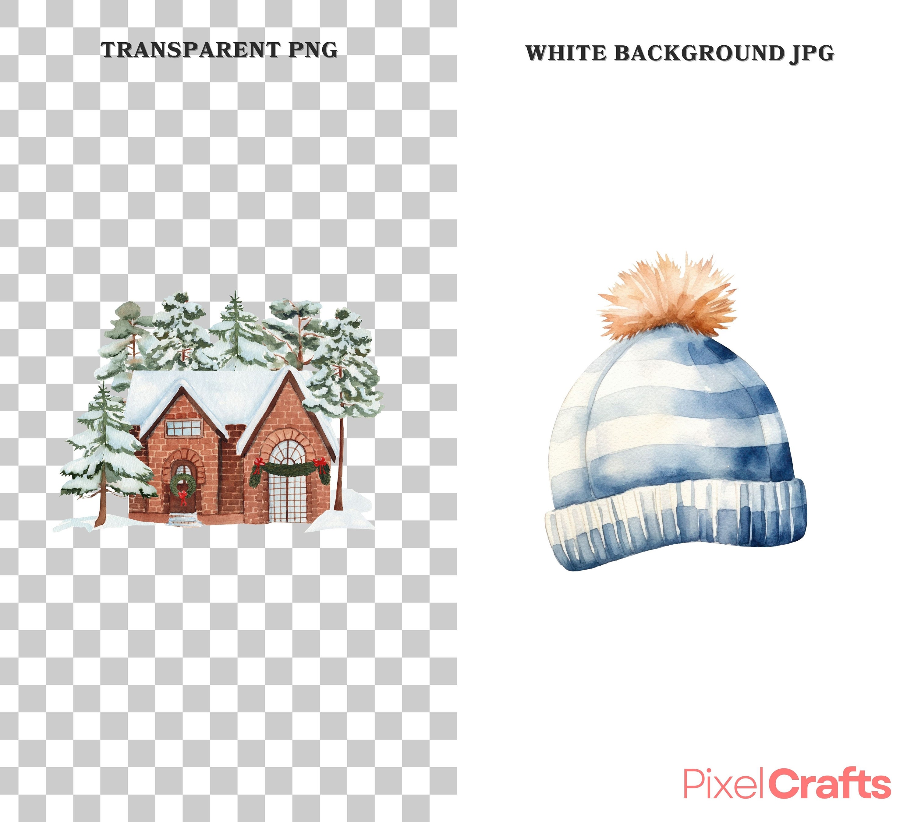 Watercolor Winter Clipart Bundle, Cozy Winter Season Png, Snow Winter ...