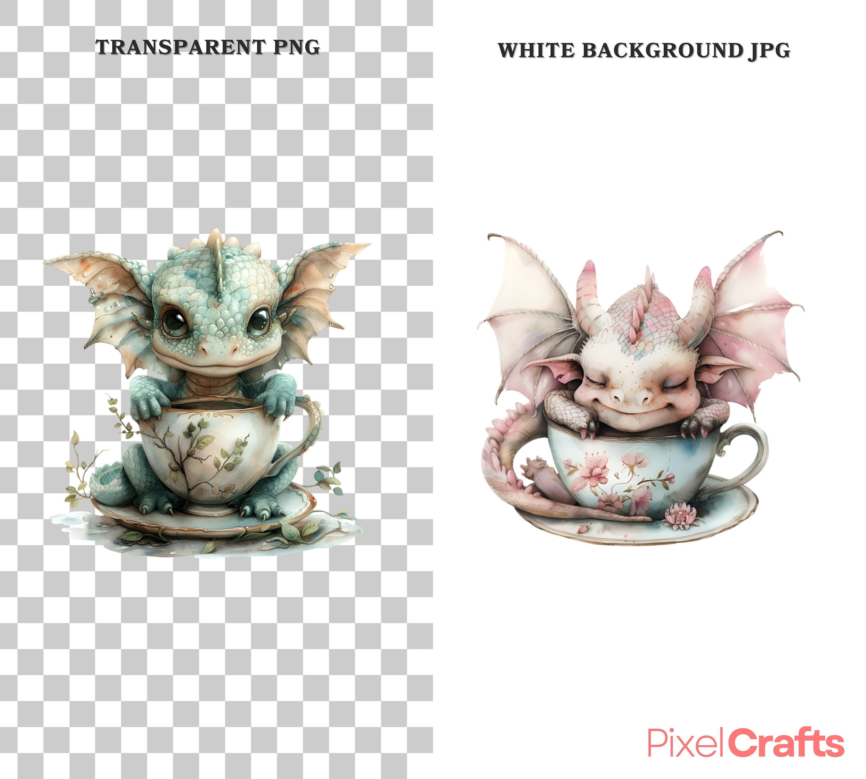 Cute Baby Dragon in Teacup Png, Dragon Clipart, Magical Clipart, Dragon ...