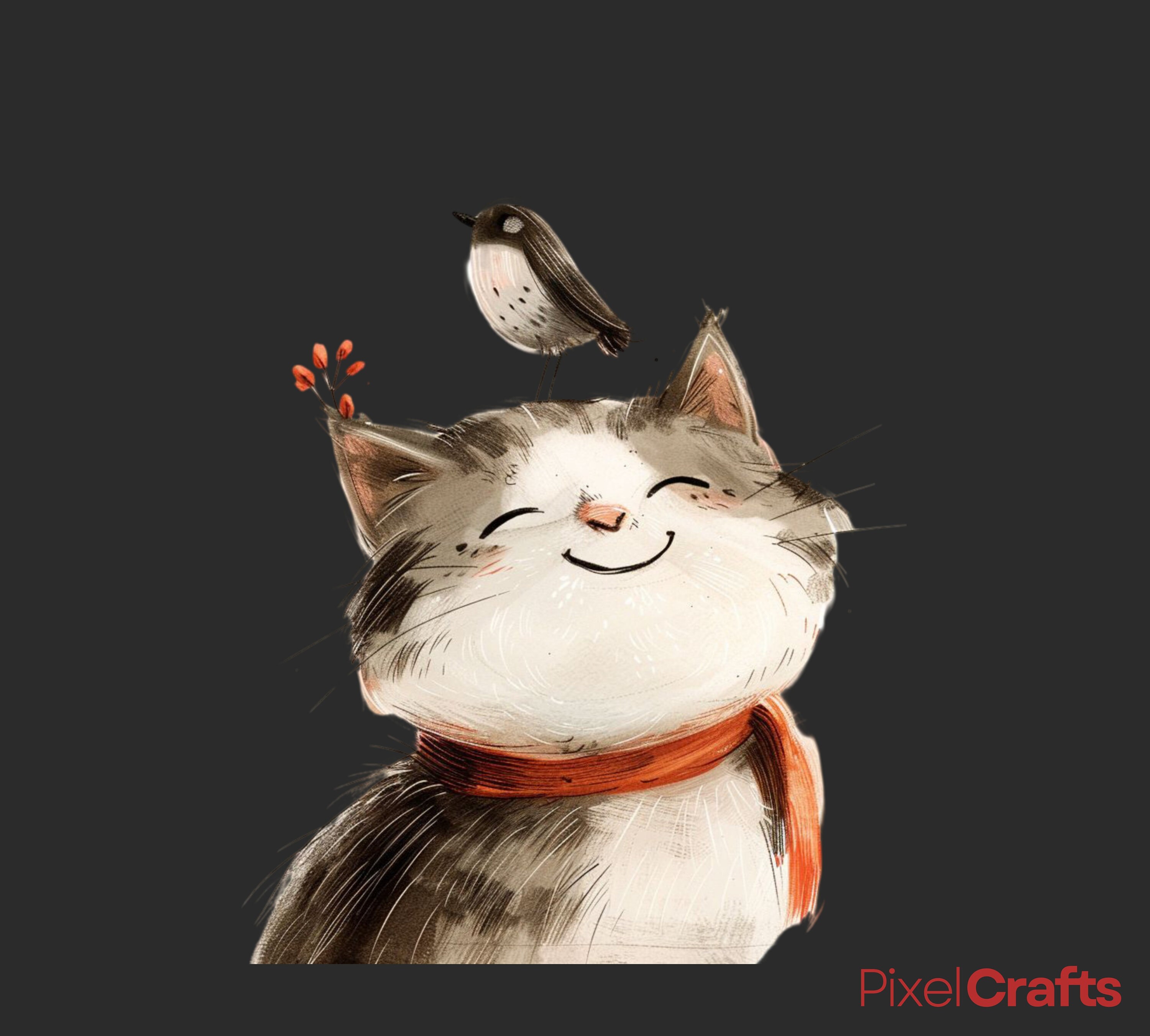 Cute Bird & Cats Clipart, Cute Cat Png, Watercolor Birds Bundle ...