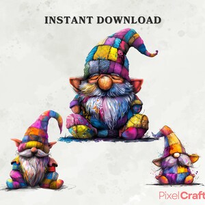 Watercolor Gnome Clipart, Whimsical Colorful Gnome Clipart, Cute Gnome ...