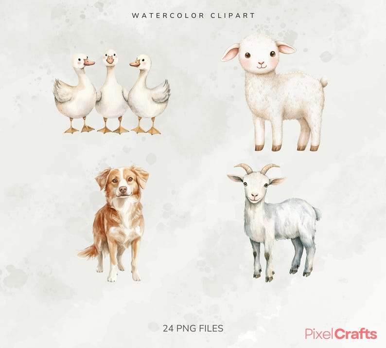 Watercolor Farm Animals Clipart, Cute Farm Animals Pngs, Nursery Cute ...