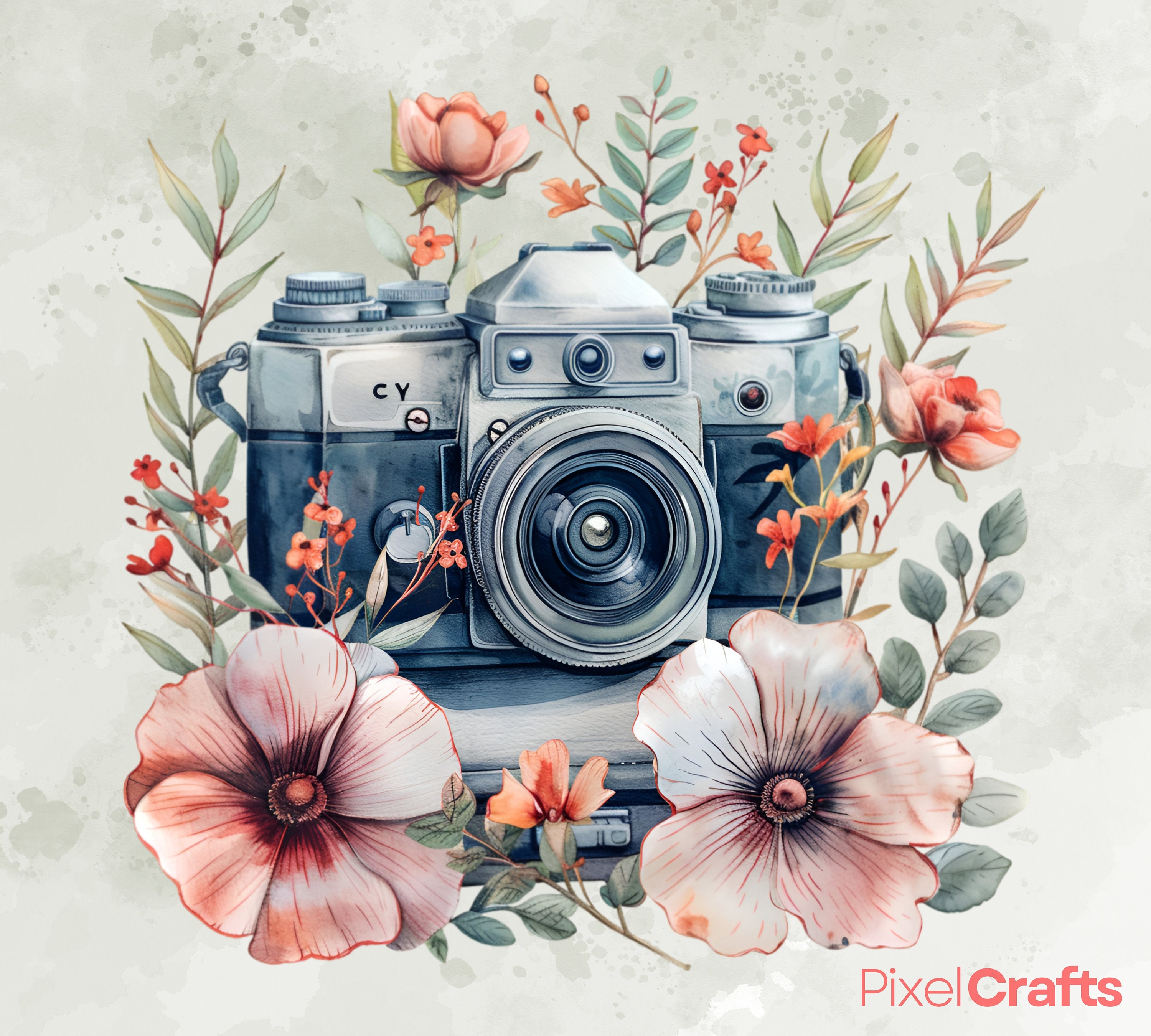 Vintage Floral Camera Clipart, Photo Cameras Png, Floral Clipart ...