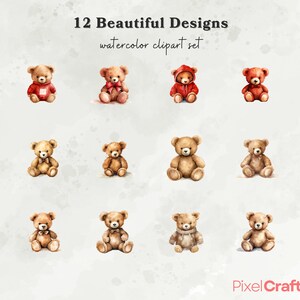 Teddy Bear Clipart Bundle, Watercolor Fluffy Teddy Png Images ...
