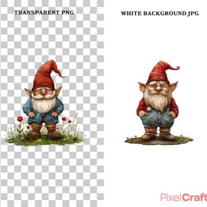 Watercolor Gnome Clipart, Whimsical Gnome Clipart Bundle, Cute Gnome ...