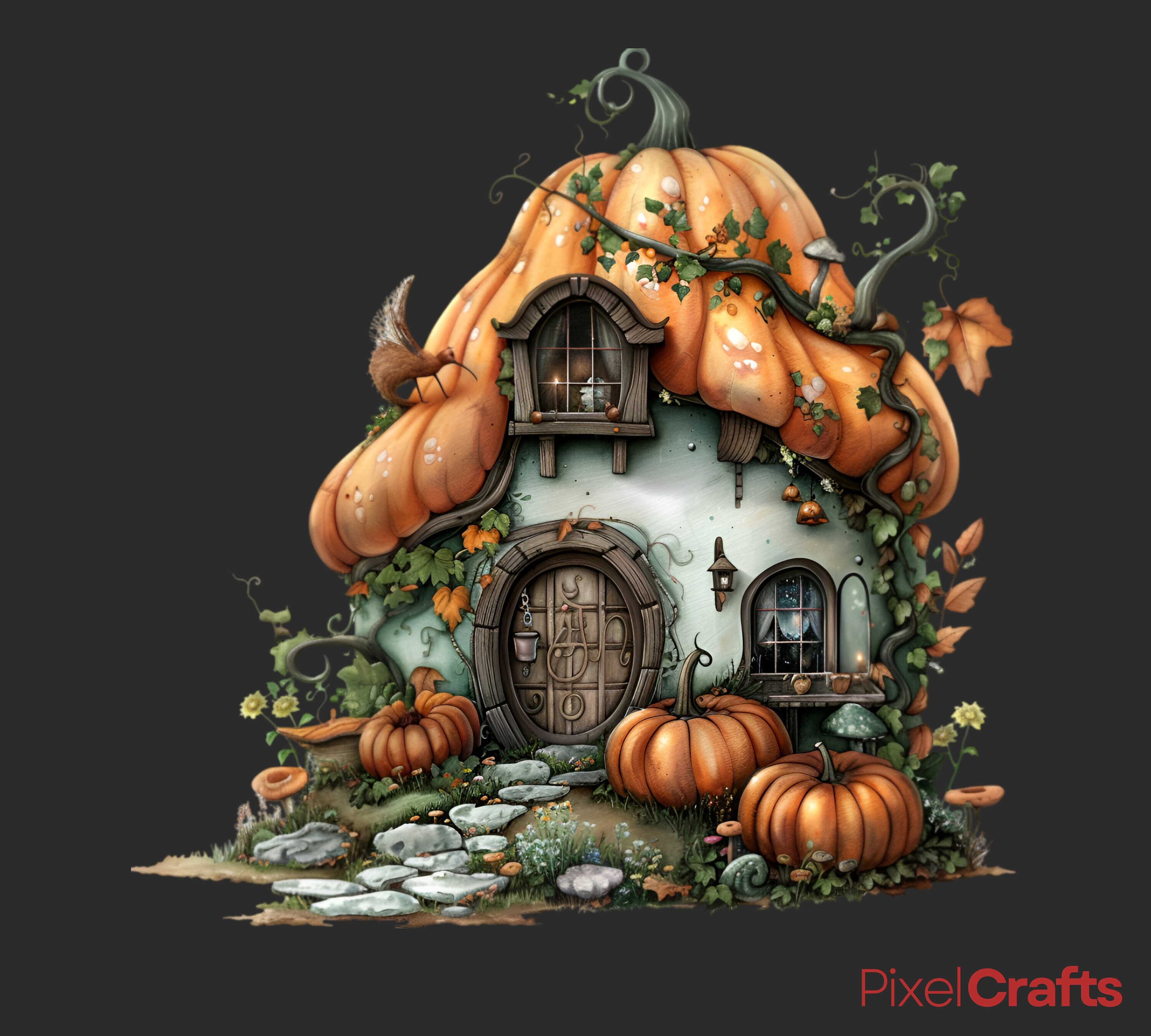 Watercolor Fairy Pumpkin House Clipart, Autumn Clipart, Pumpkin Clipart ...