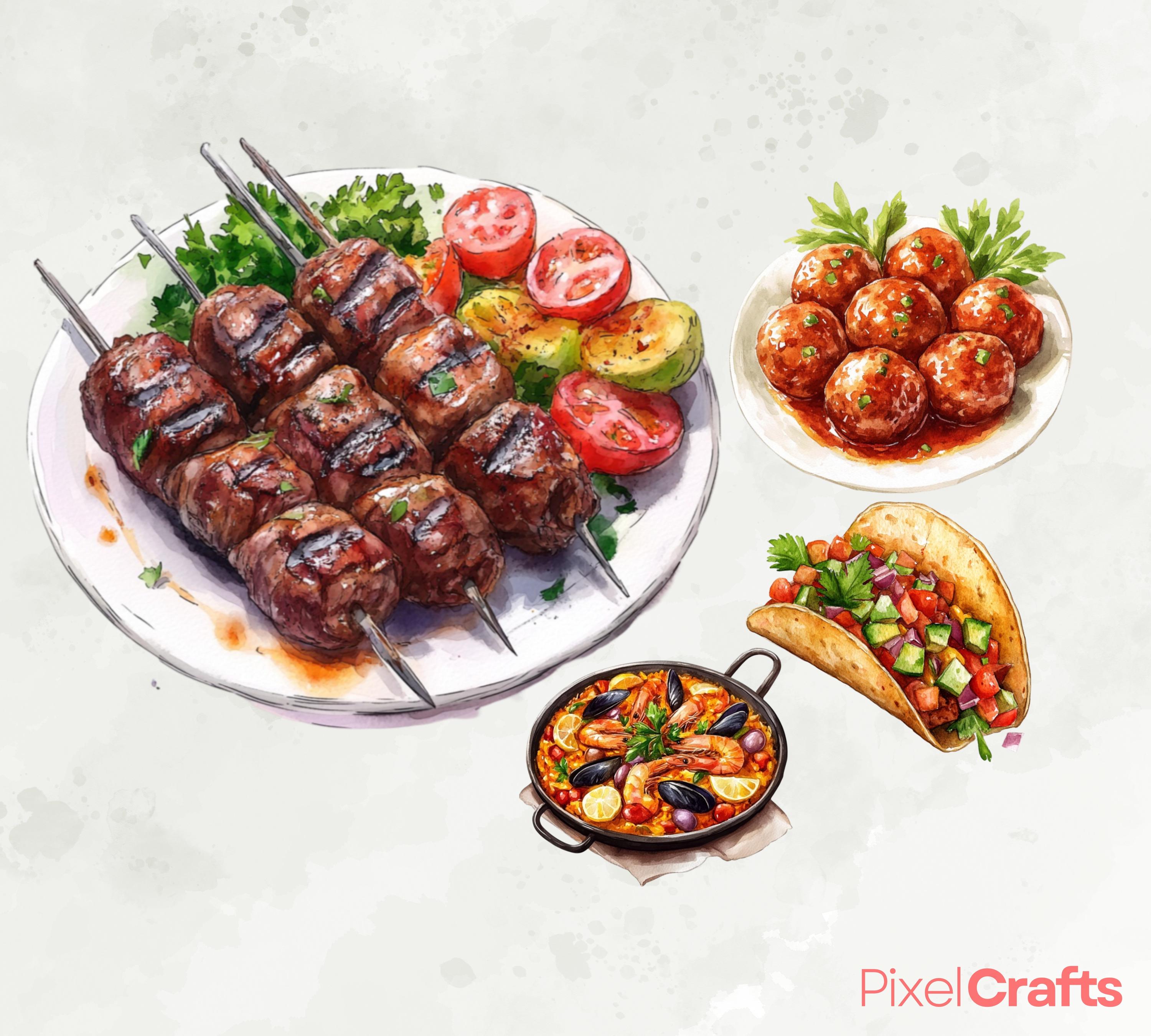 Dinner Clipart Bundle, Food Menu Clipart, Meal Graphics Png, Food Png ...