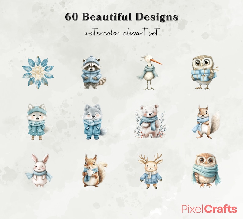 Winter Woodland Animals Clipart, Winter Clipart, Woodland Graphics ...