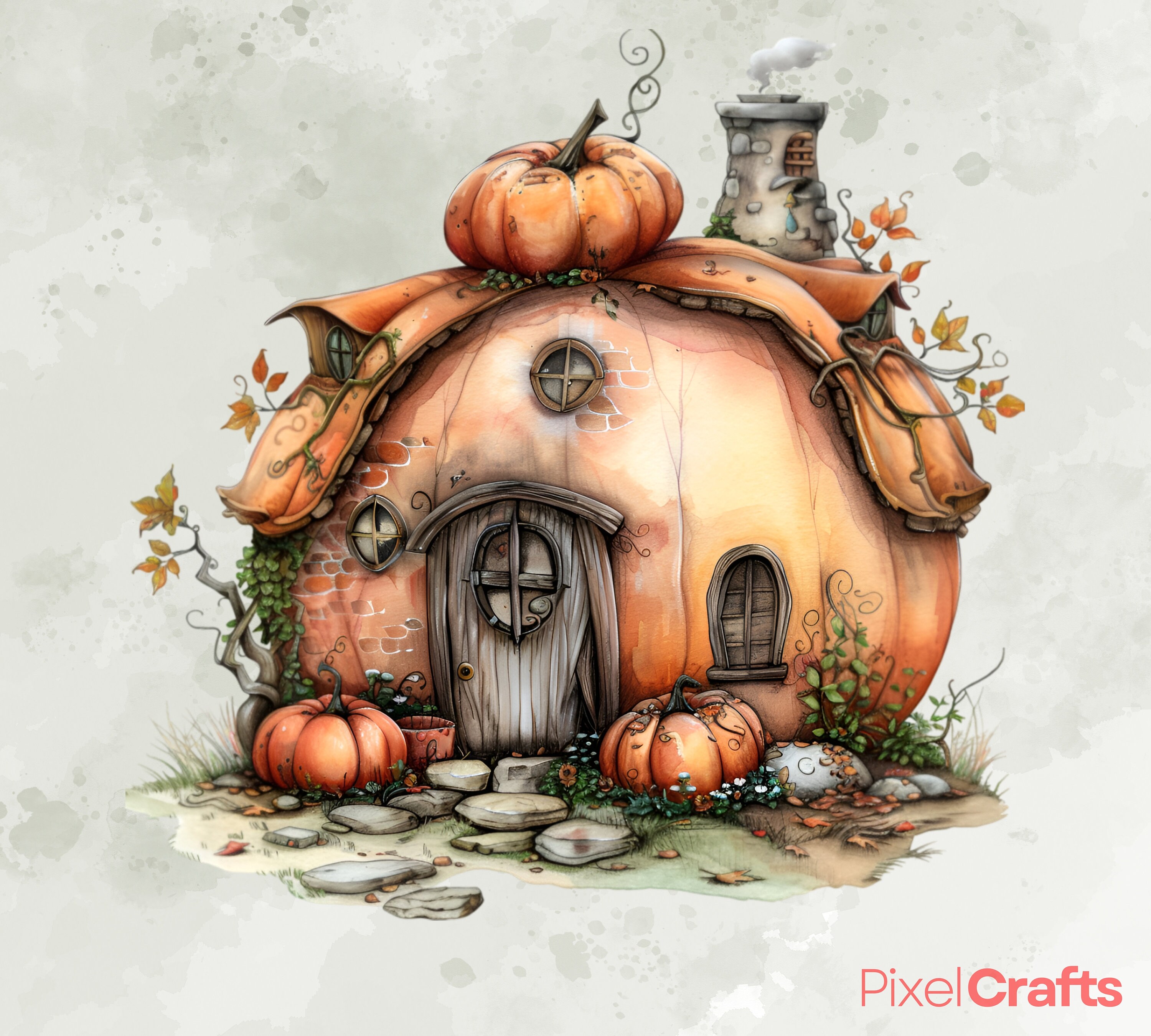 Watercolor Fairy Pumpkin House Clipart, Autumn Clipart, Pumpkin Clipart ...