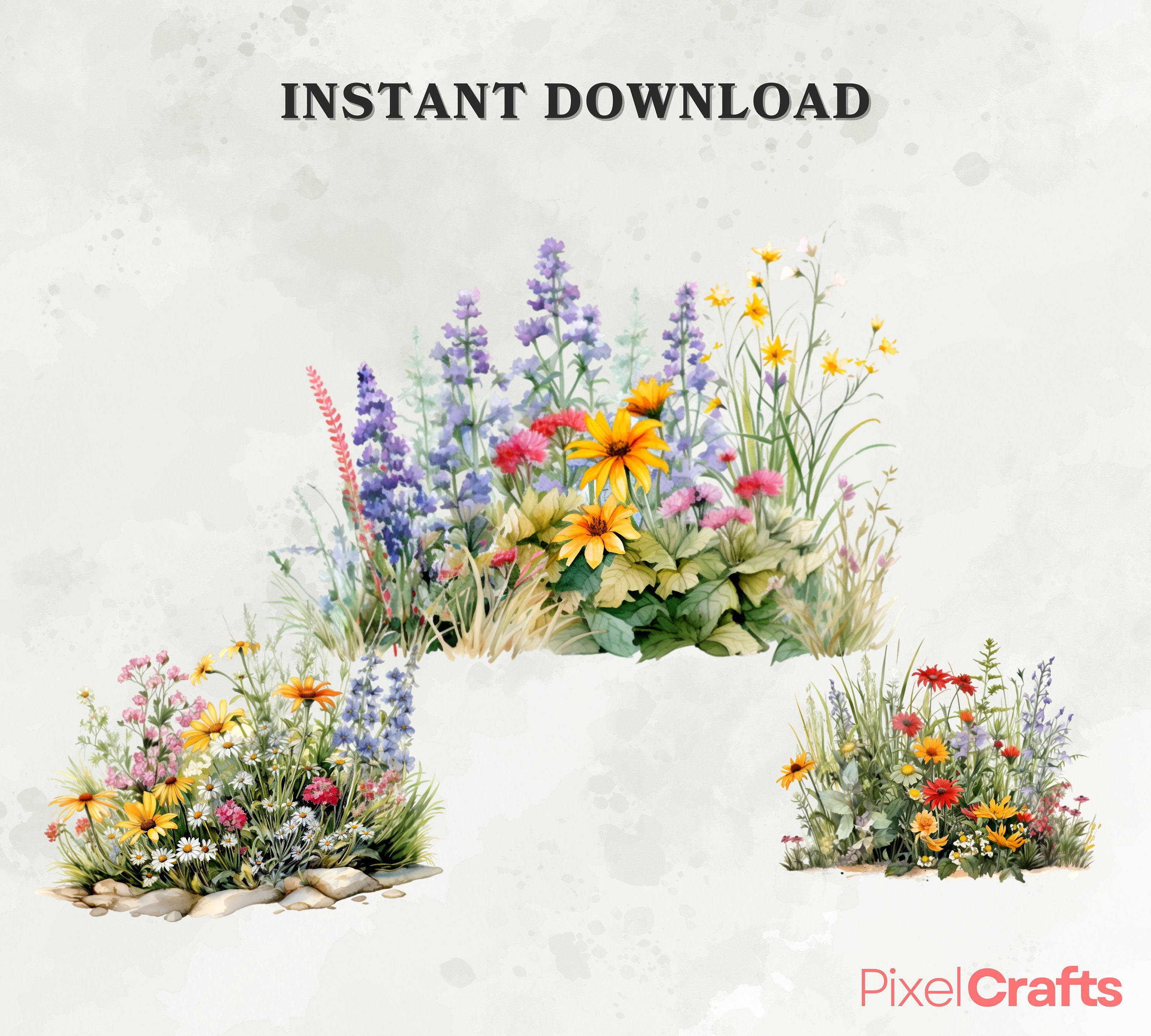Watercolor Wildflower Clipart, Wild Flowers Clipart Bundle, Spring ...