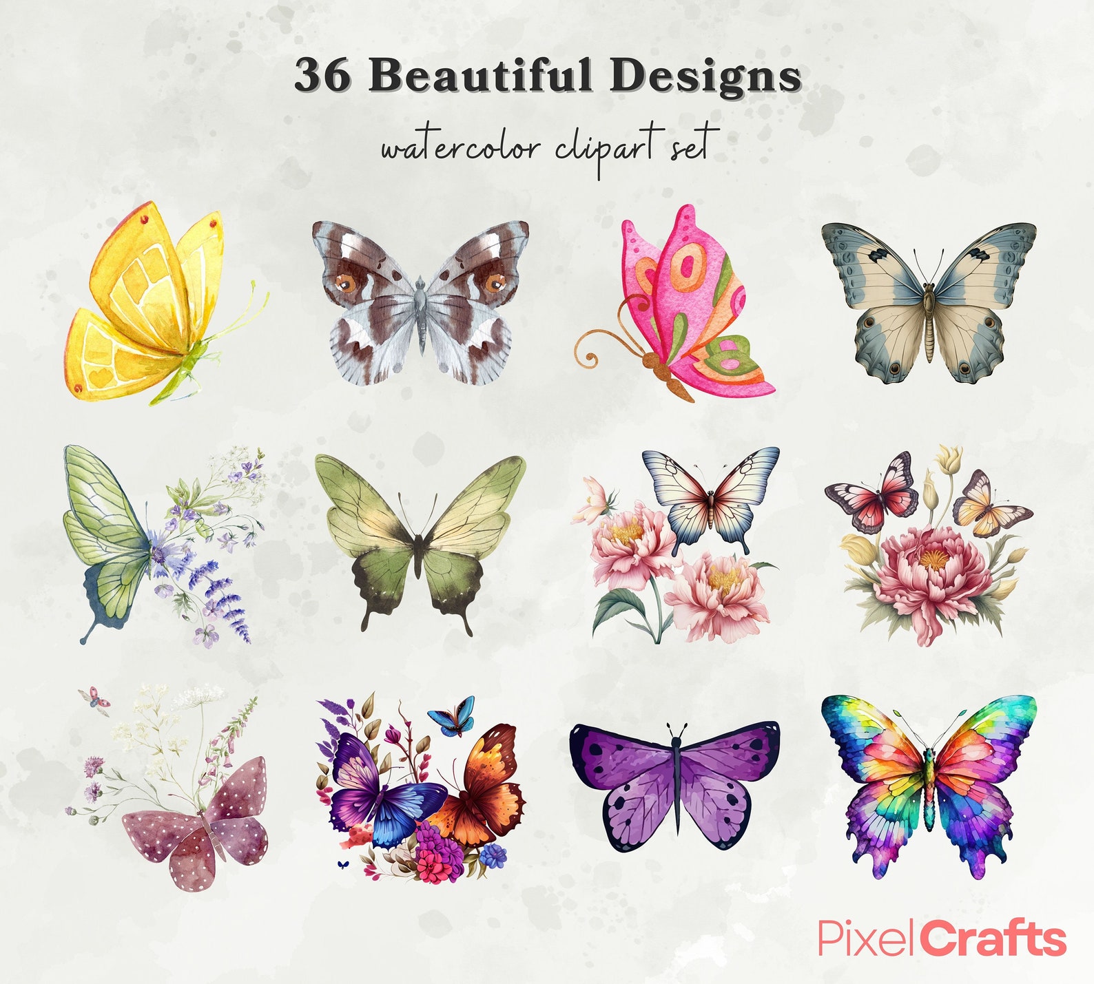 Colorful Butterflies Clipart, Colorful Watercolor Butterfly Clipart ...