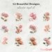 Abstract Pink Roses Clipart, Gold and Pink Roses Flowers Clipart Bundle ...