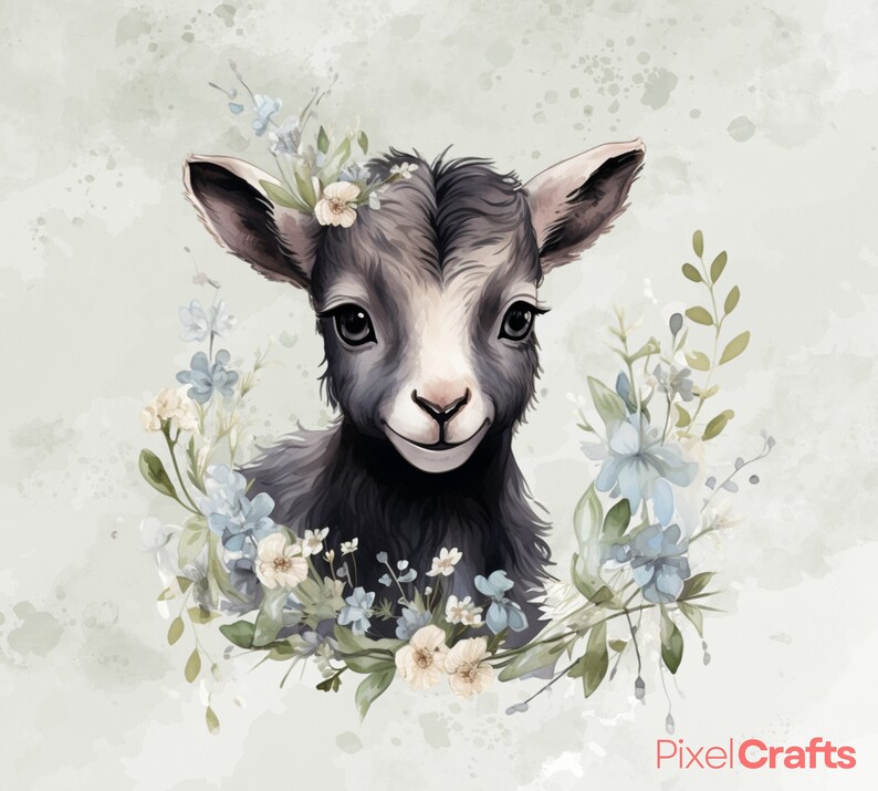 Watercolor Cute Goat Clipart, Funny Kid Goats Png, Farm Animals ...