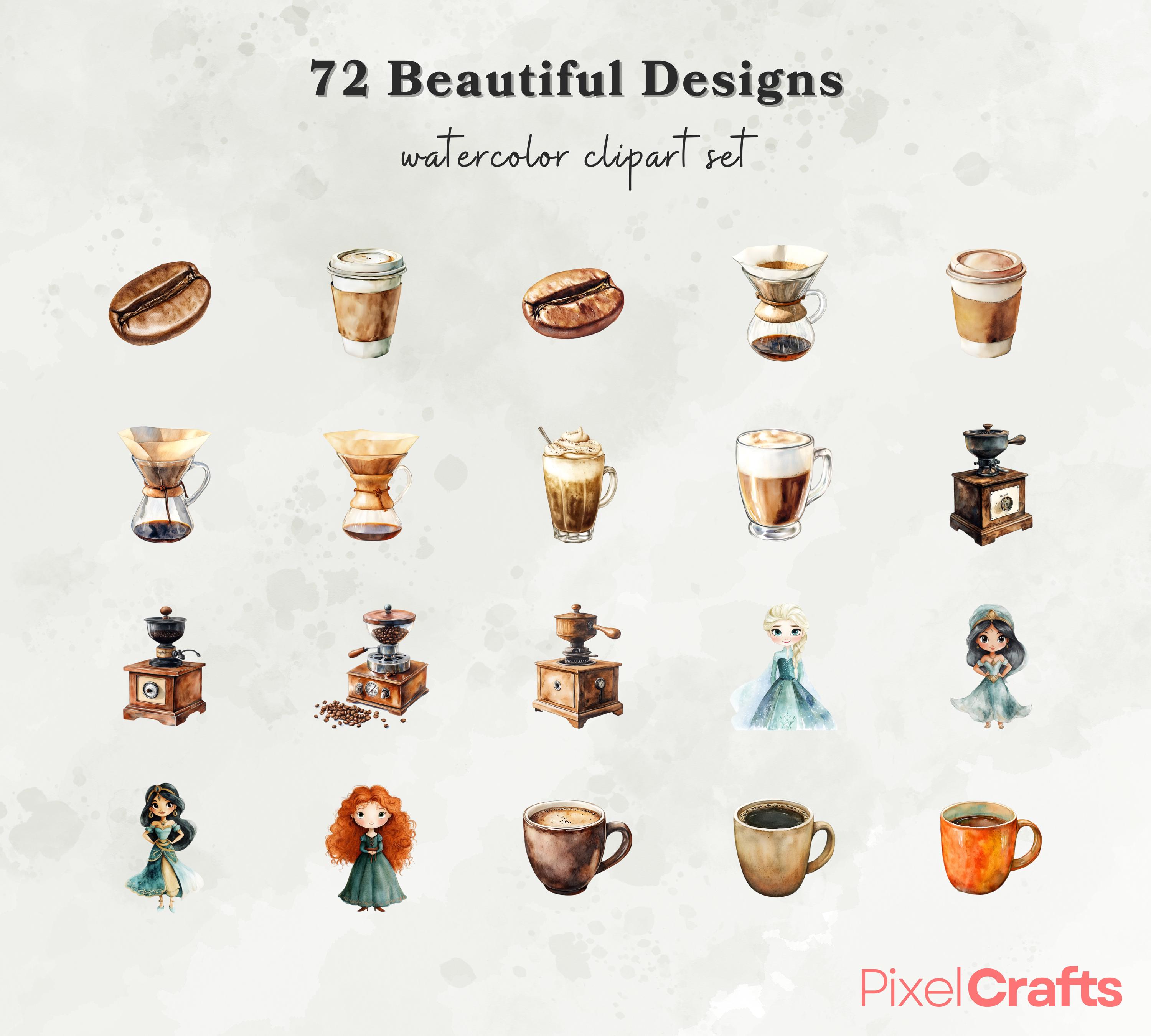 Coffee Lover Clipart Bundle, Watercolor Coffee Png, Coffee Clipart ...