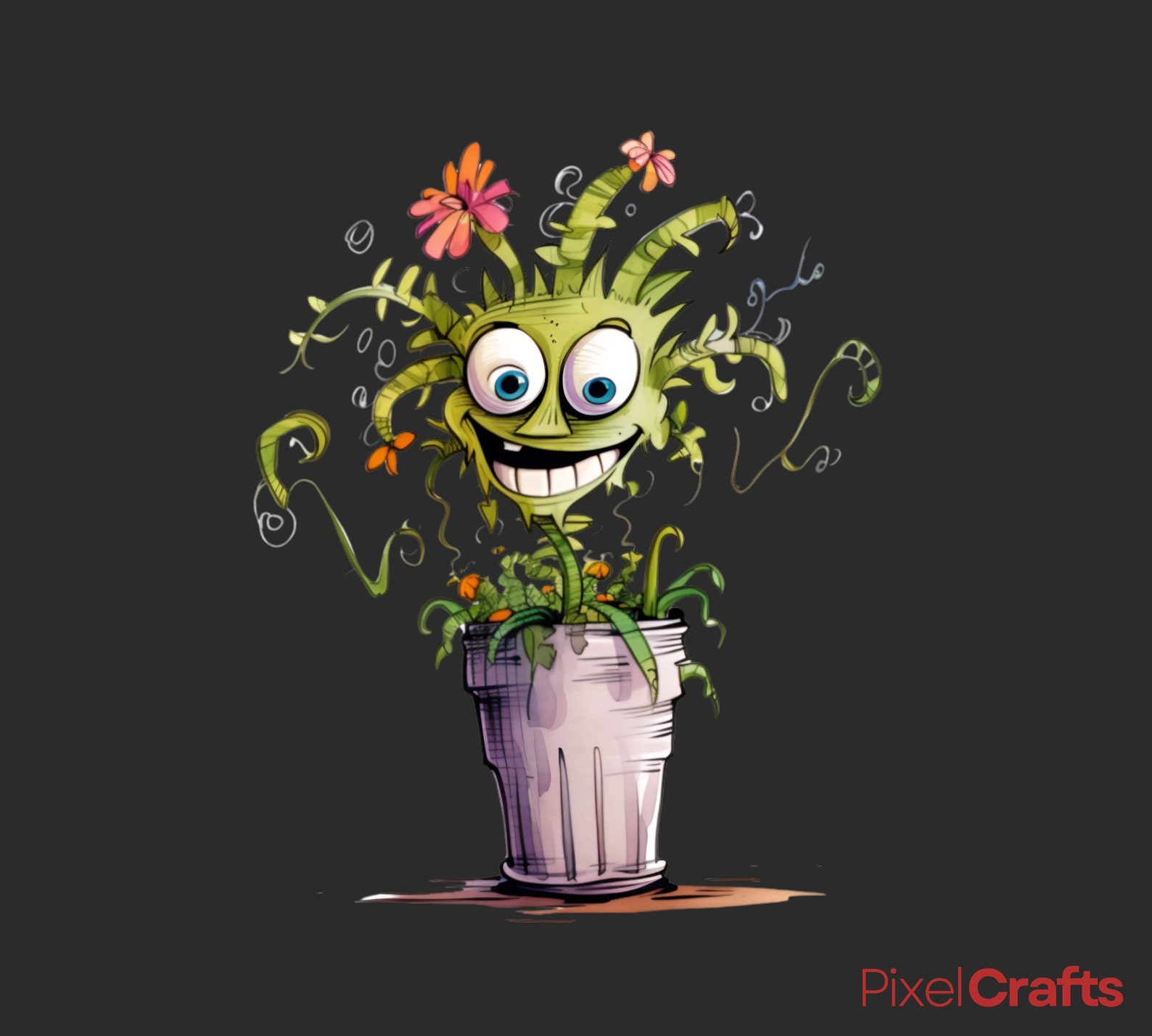Whimsical Potted Plants Clipart, Quirky Funny Plants Png, Plant ...