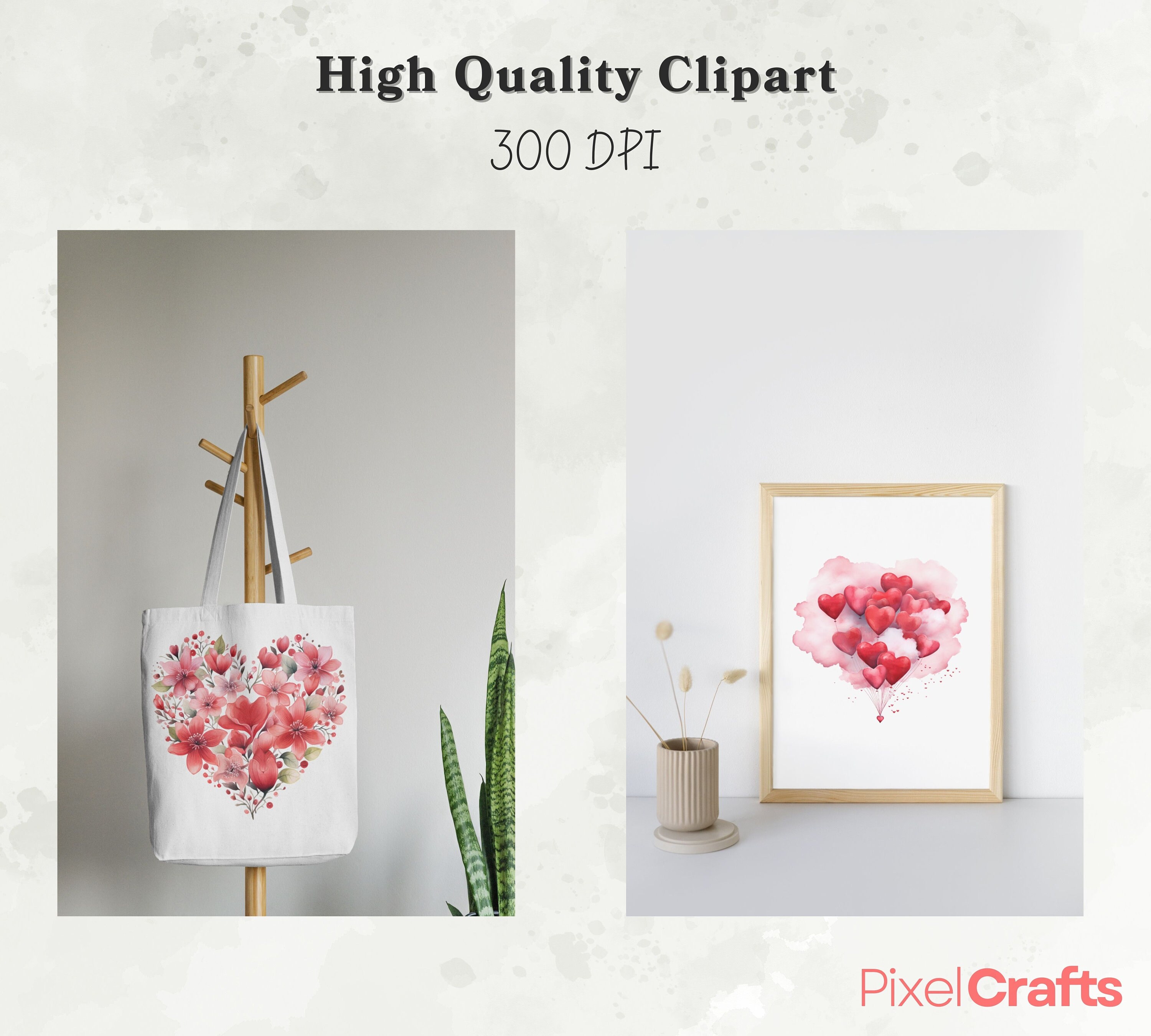 Valentines Clipart Bundle, Watercolor Valentines Day Png, Heart Clipart ...