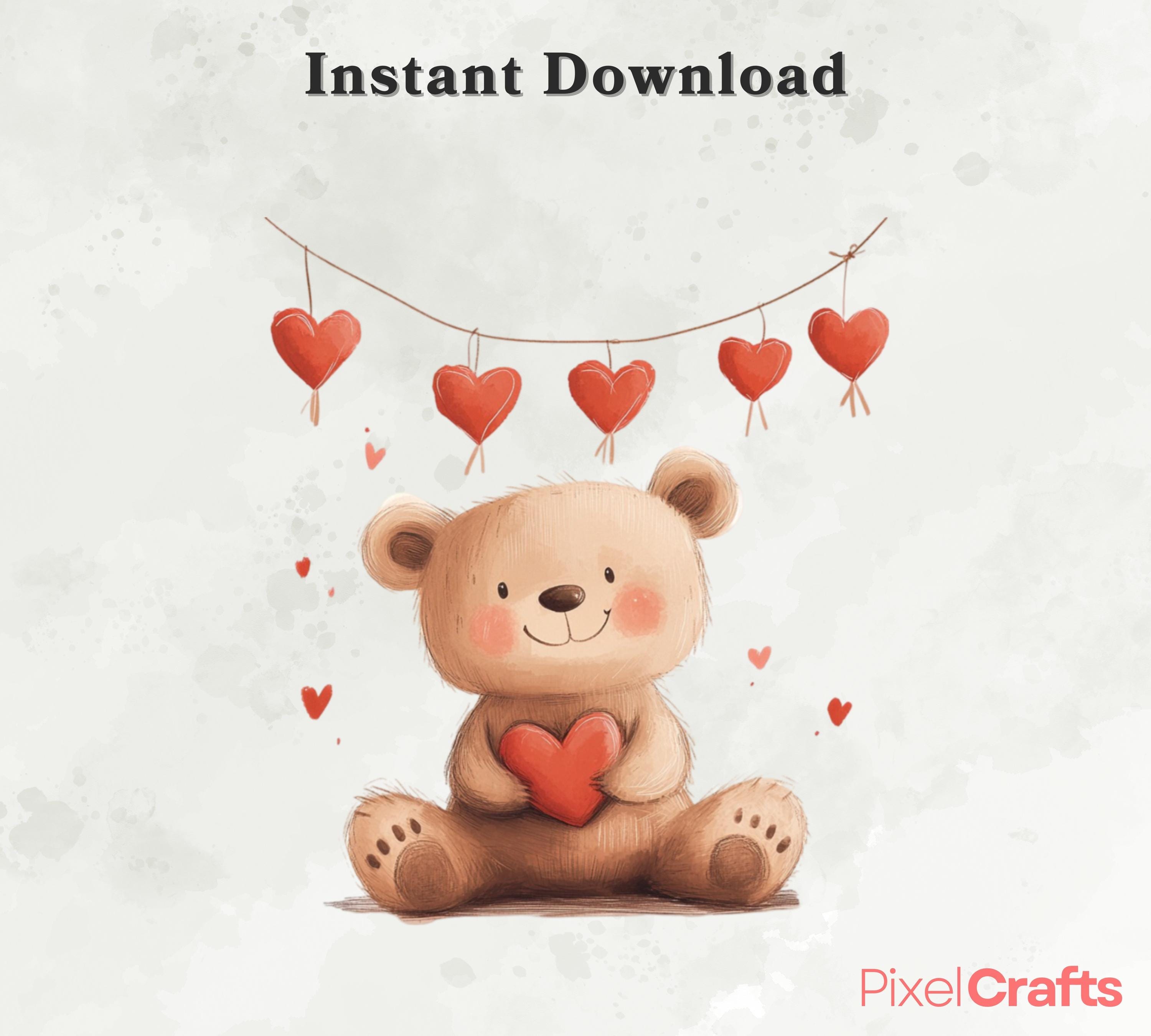 Valentine Teddy Bear Clipart, Valentines Clipart, Cute Teddy Bear ...