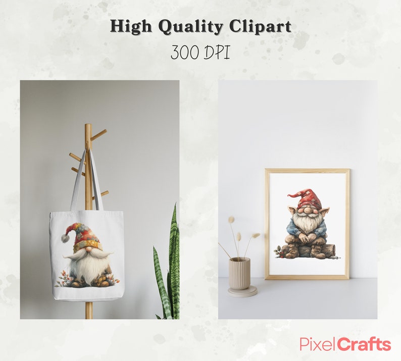 Watercolor Gnome Clipart, Whimsical Gnome Clipart Bundle, Cute Gnome ...