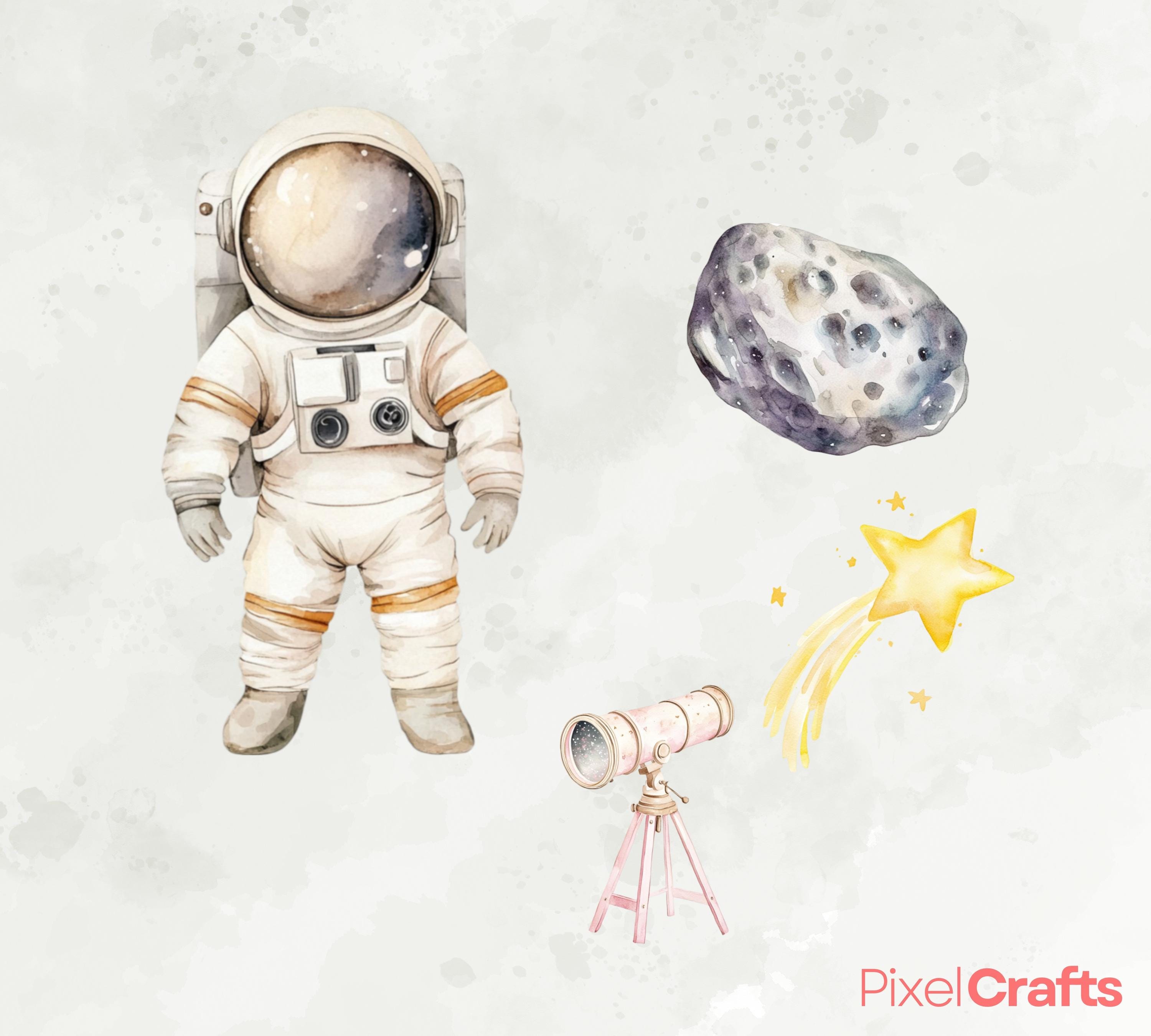 Astronaut Clipart Bundle, Watercolor Space Clipart, Planets Clipart ...