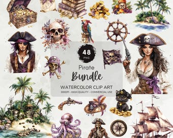 Pirates Clipart | Pirates | PNG Bundle | Digital Download | Watercolor ...