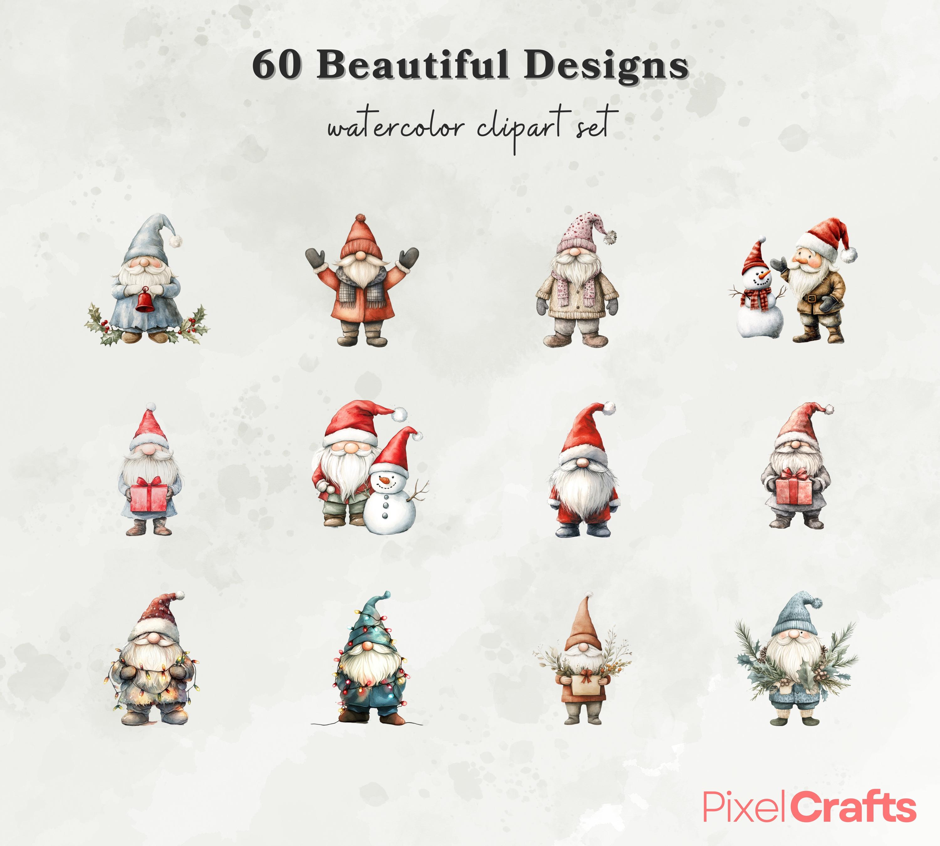Christmas Gnome Clipart Bundle, Cute Gnome Png Graphics, Christmas ...