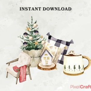 Watercolor Winter Clipart Bundle, Cozy Winter Season Png, Snow Winter ...