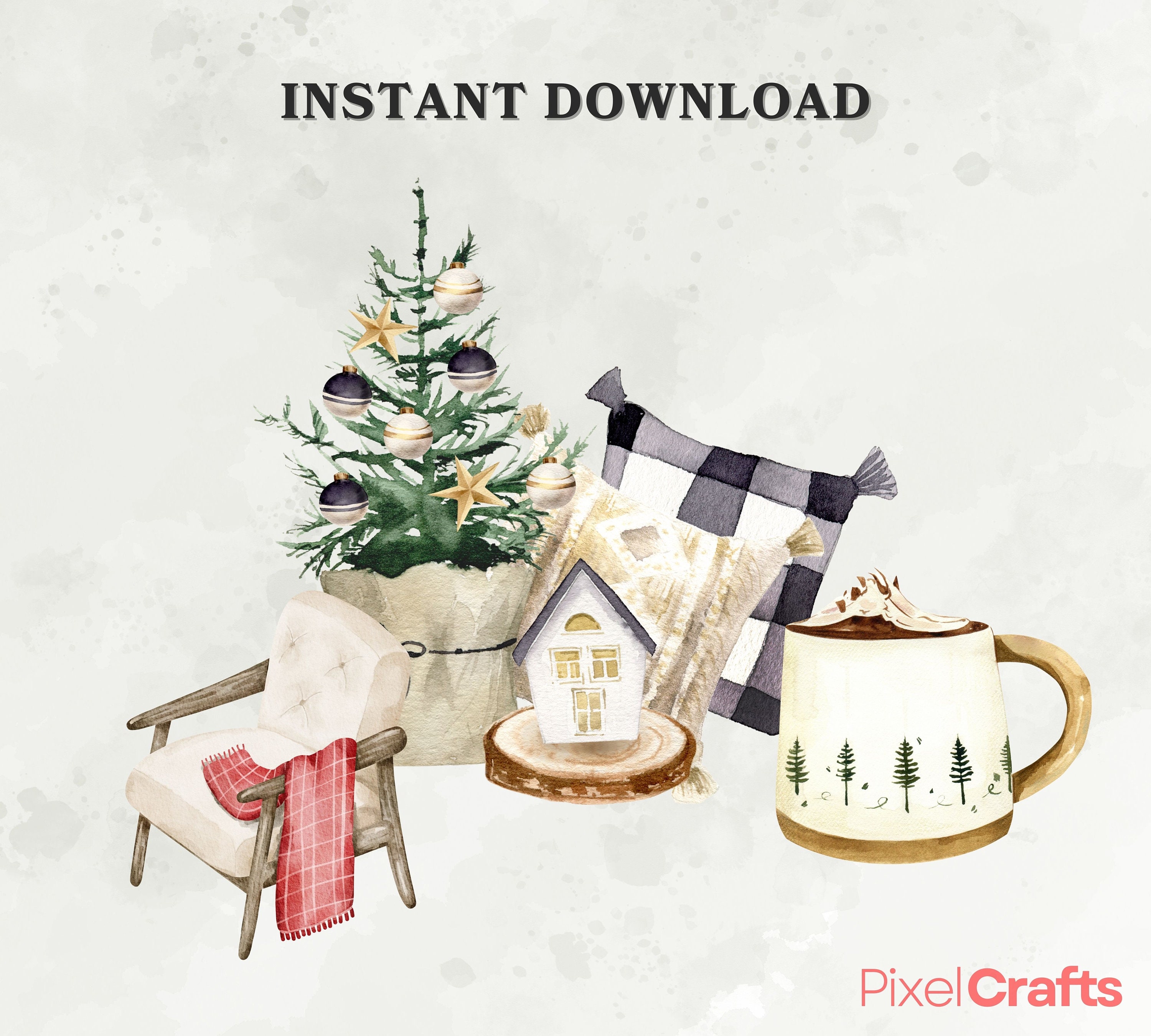 Watercolor Winter Clipart Bundle, Cozy Winter Season Png, Snow Winter ...