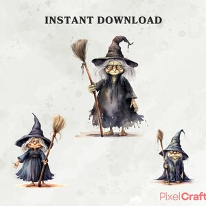 Grumpy Witch Clipart, Magical Clipart, Watercolor Witch Png, Fantasy ...