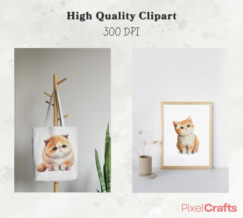 Cute Cats Clipart Bundle, Cats Watercolor Clipart, Animals Clipart ...