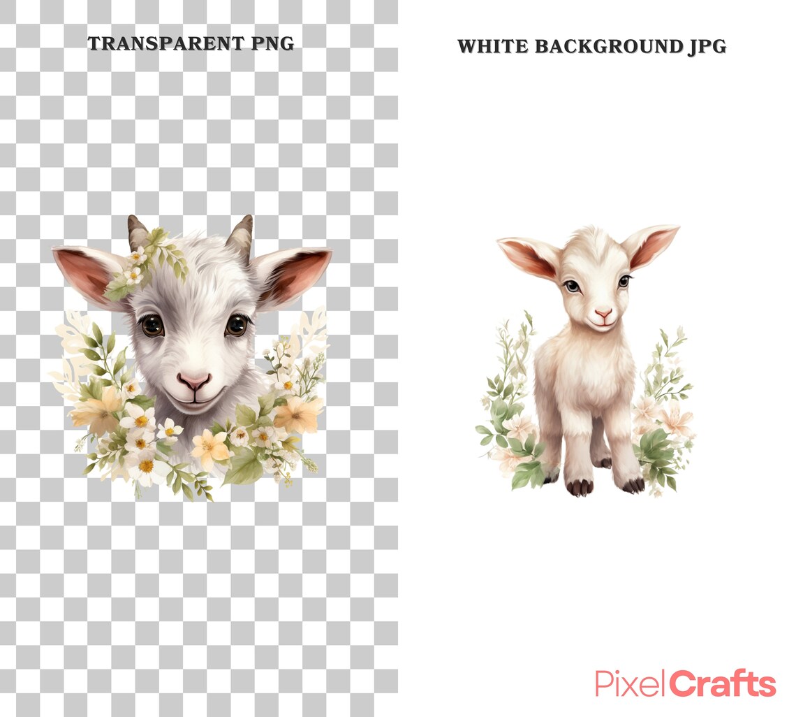 Watercolor Cute Goat Clipart, Funny Kid Goats Png, Farm Animals ...