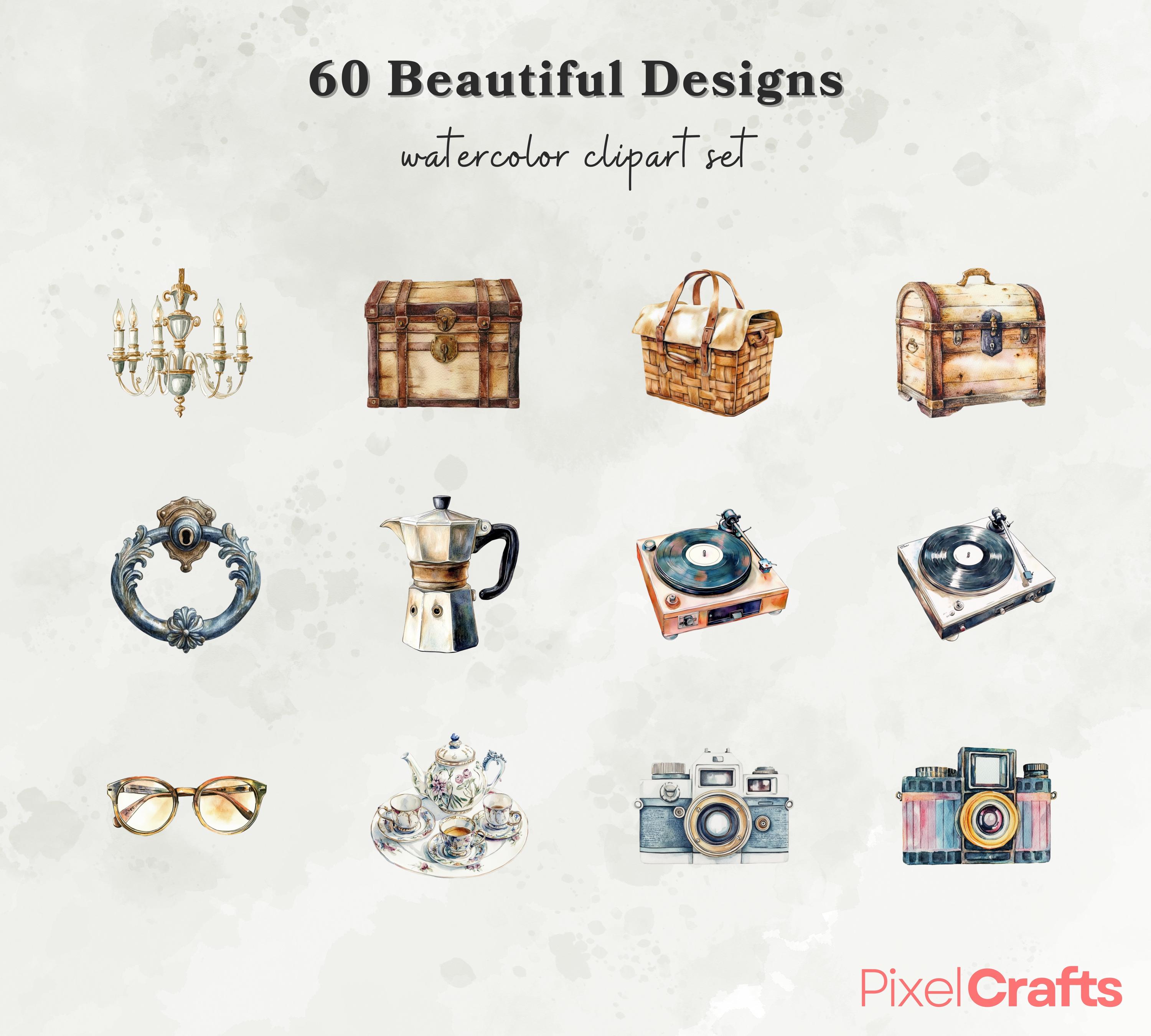 Vintage Clipart Bundle, Nostalgic Clipart, 90s Clipart, Retro Home ...