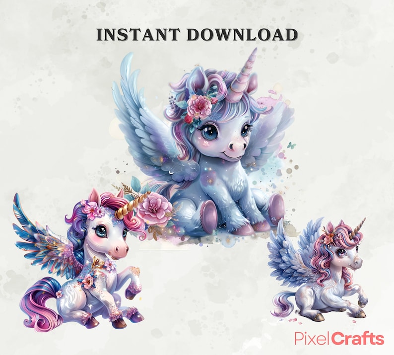 Watercolor Baby Unicorn Clipart, Cute Unicorn Png, Rainbow Unicorn ...