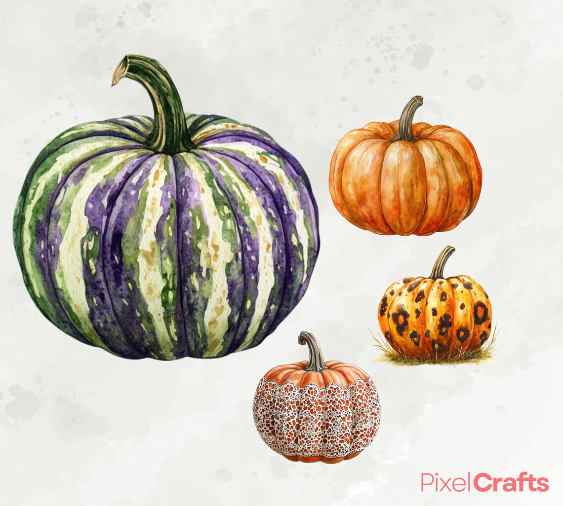 Pumpkins Clipart Bundle, Autumn Clipart, Halloween Clipart, Fall ...