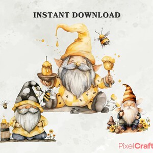 Watercolor Bee Gnome Clipart, Spring Gnomes Png, Gnome Graphics, Gnome ...