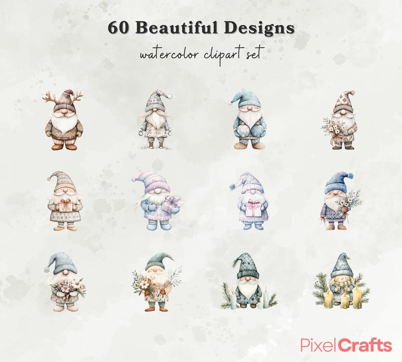 Winter Gnome Clipart Bundle, Cute Gnome Png Graphics, Winter Graphics ...